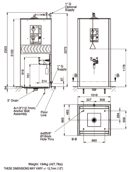 8605WC barrier-free combination shower and eye/face wash: Elega